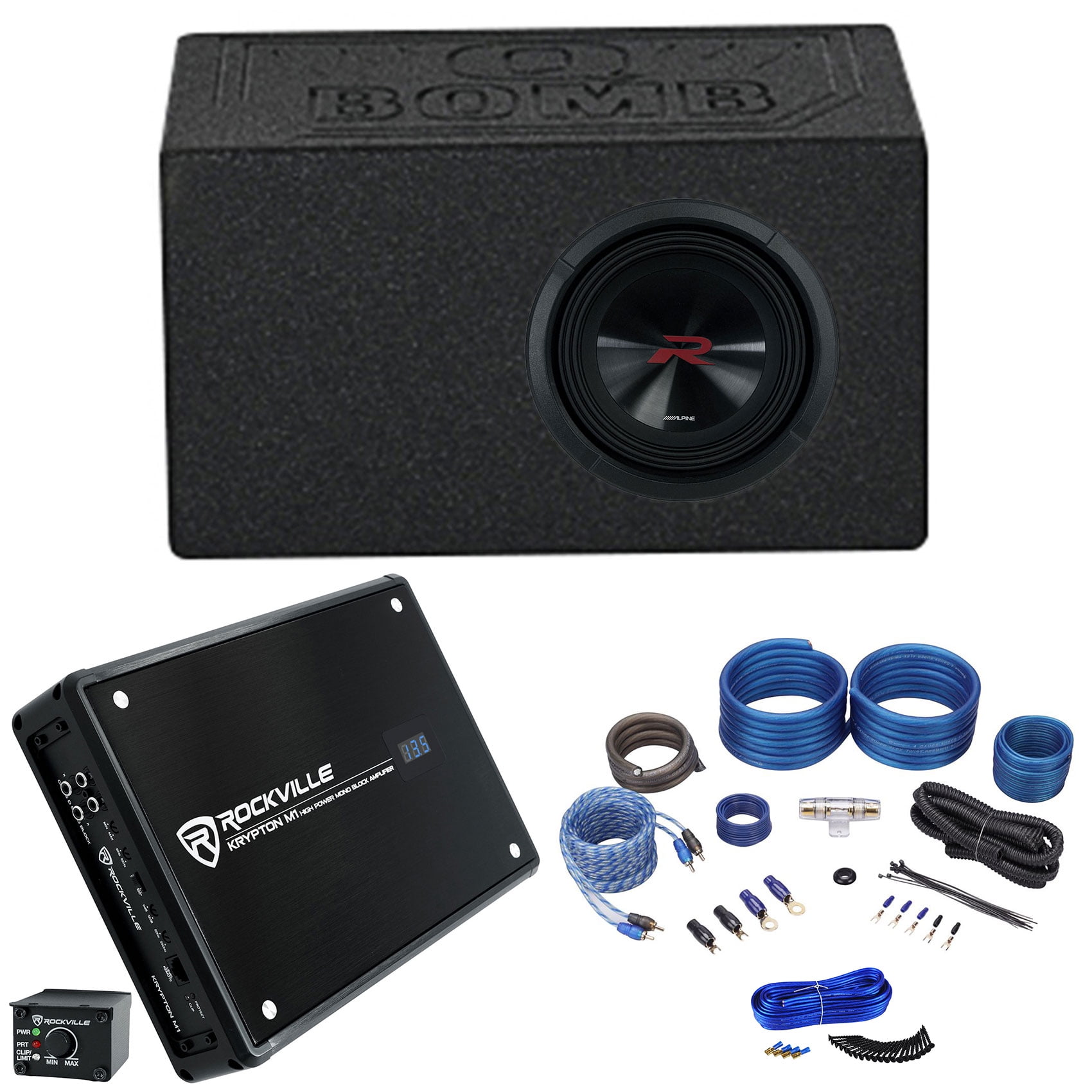 Alpine R2-W8D2 8” 350W RMS Car Audio Subwoofer+Ported Sub Box Enclosure ...