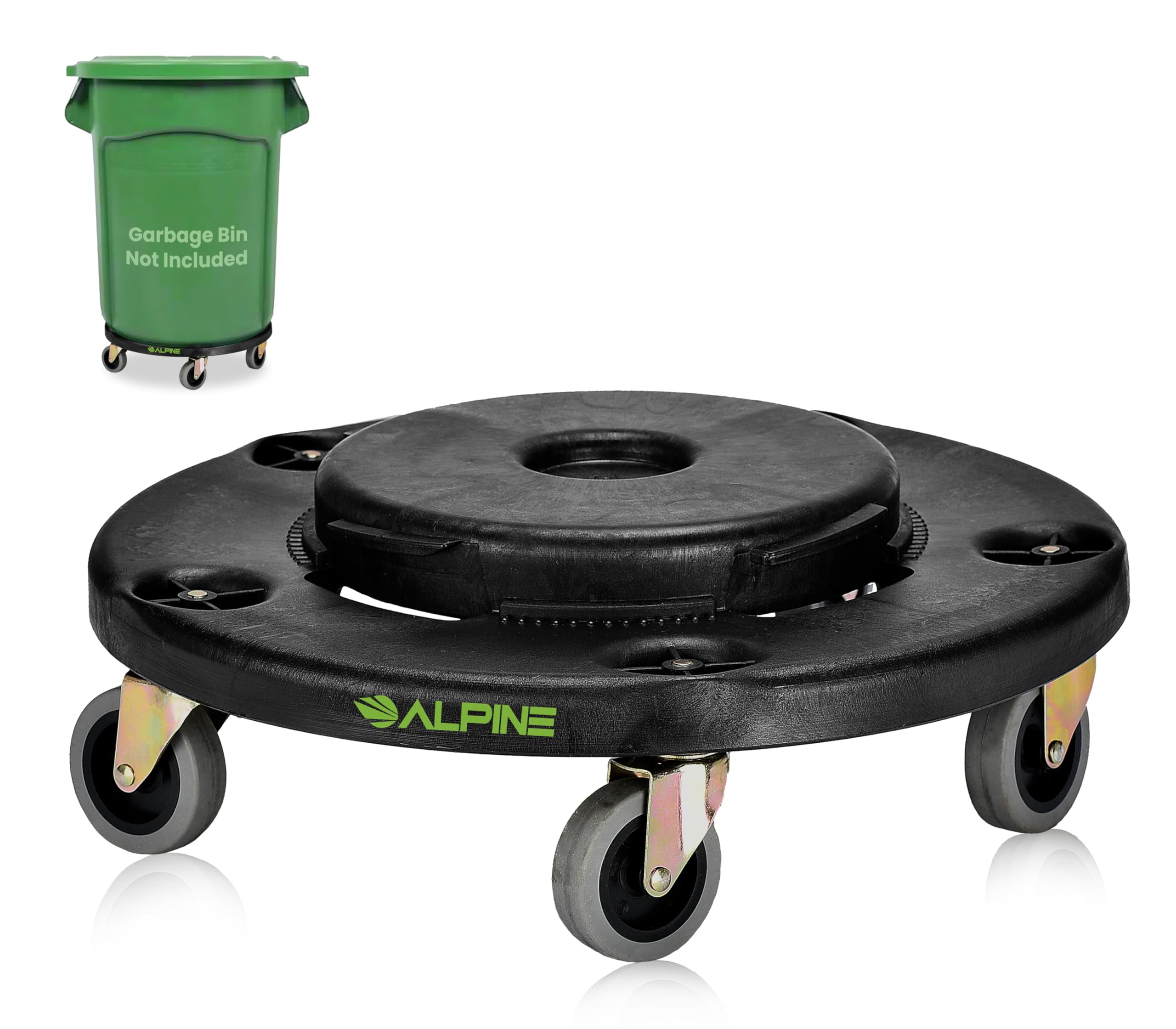Alpine Rolling Brute Trash Can Dolly - Trash Can Dolly with Wheels ...