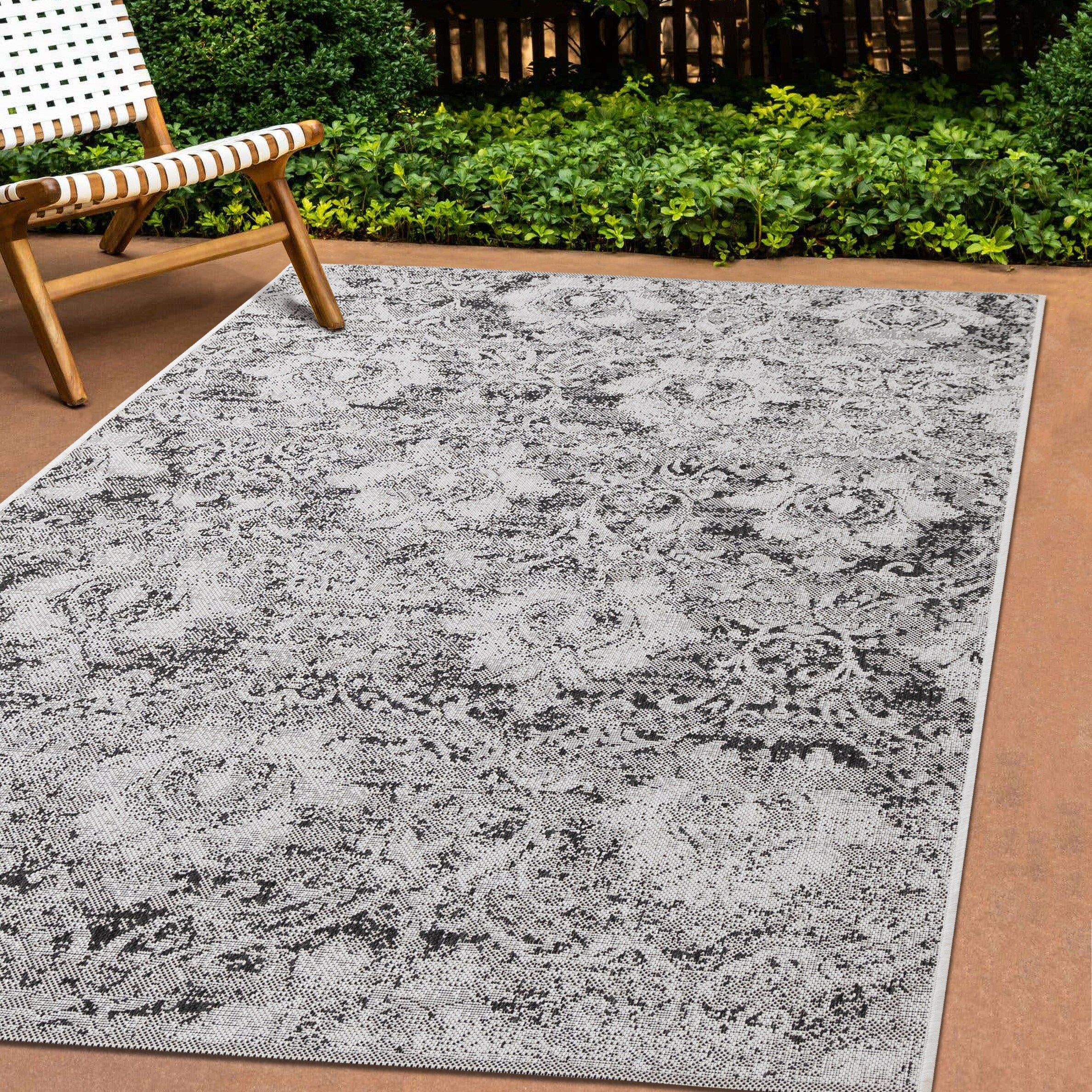 Alpine Rug Co. Jackson Collection - Grey/ Black Distressed Damask ...