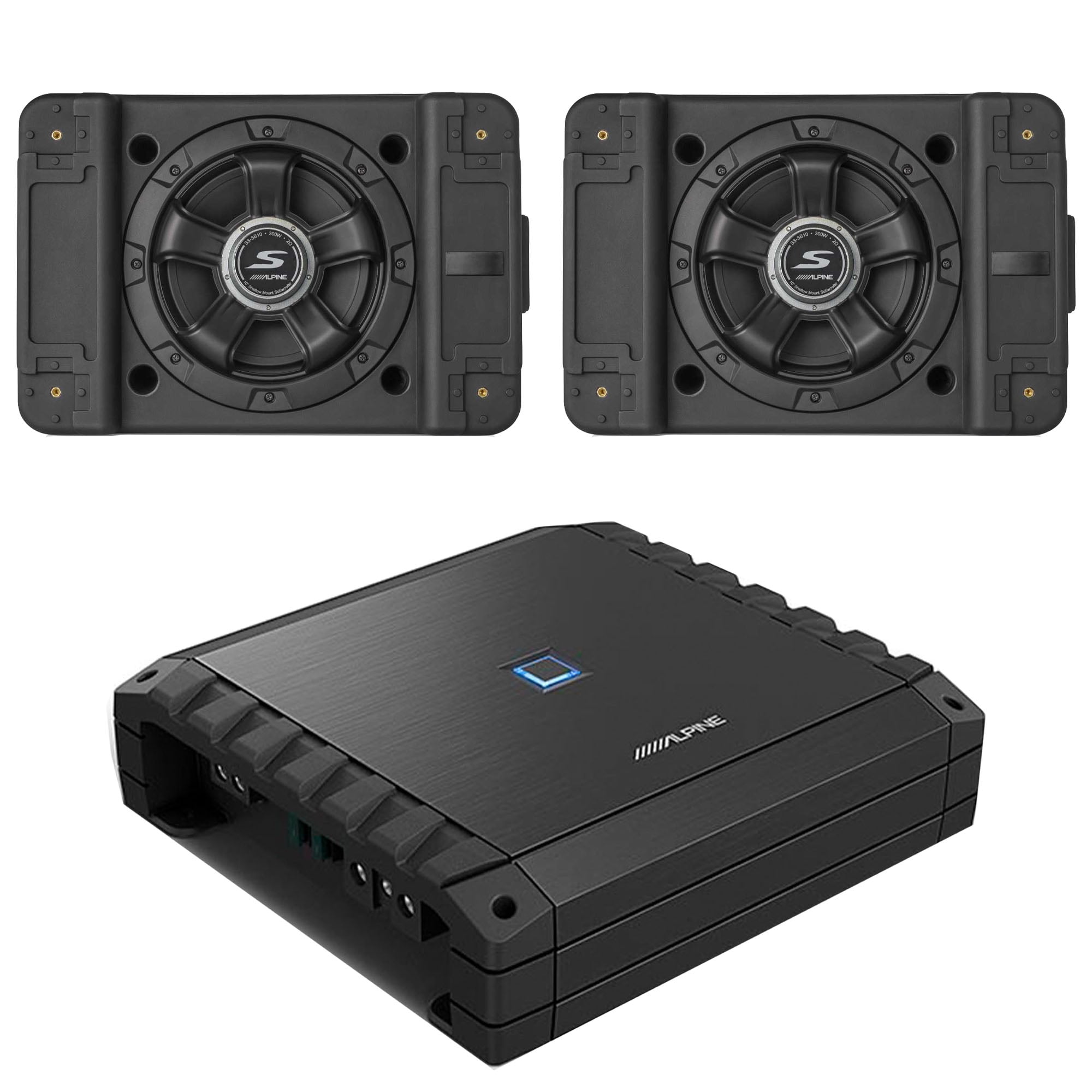 Alpine S2-A60M S-Series Class-D Amp & (2) SS-SB10 Single 10” S-Series ...