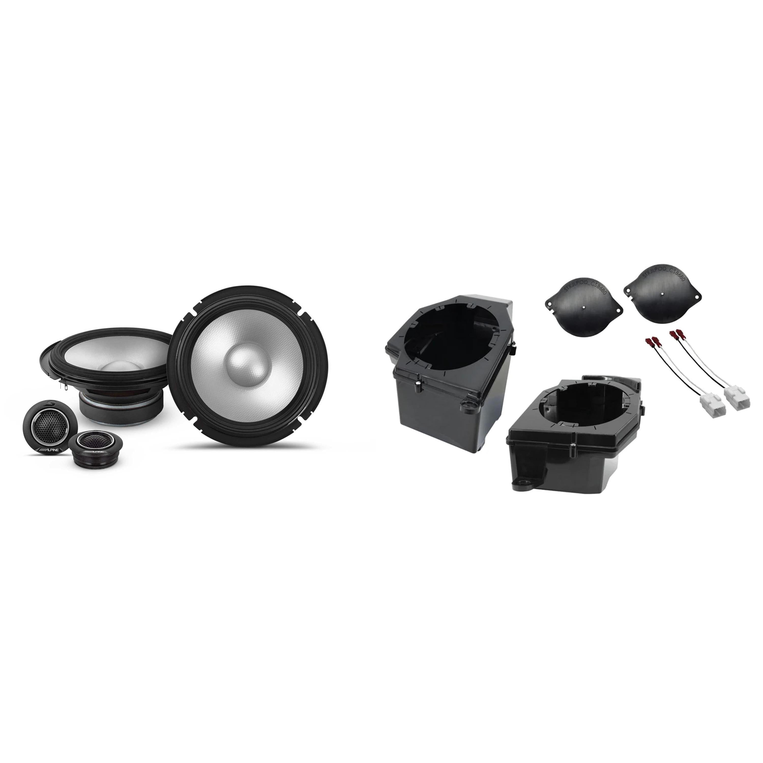 Alpine S2-S65C 6.5" S-Series Component Speakers Bundle with Front 6.5 ...