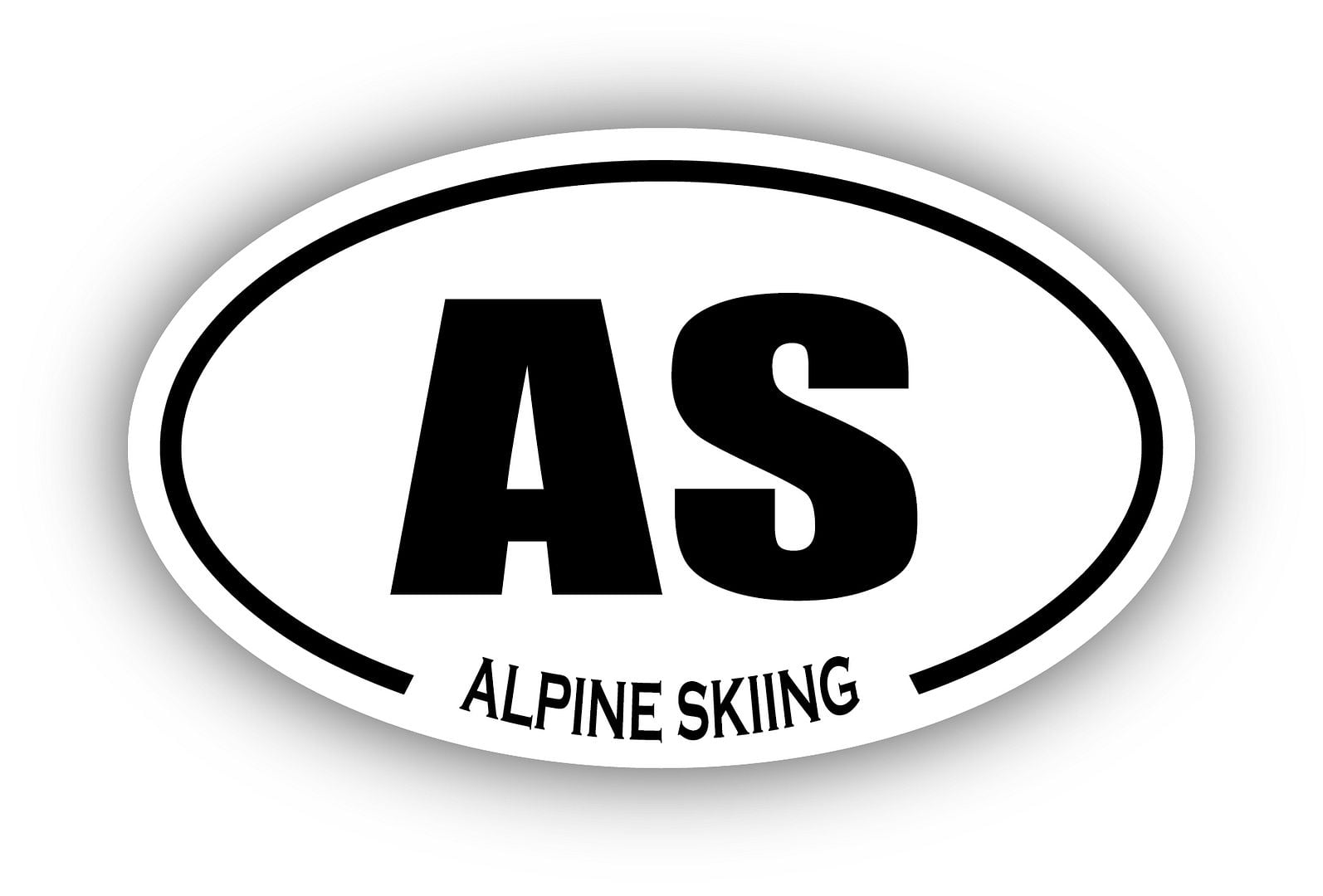 Alpine Skiing AS Oval Bumper Sticker 3M Vinyl Decal 3 in x 5 in ...