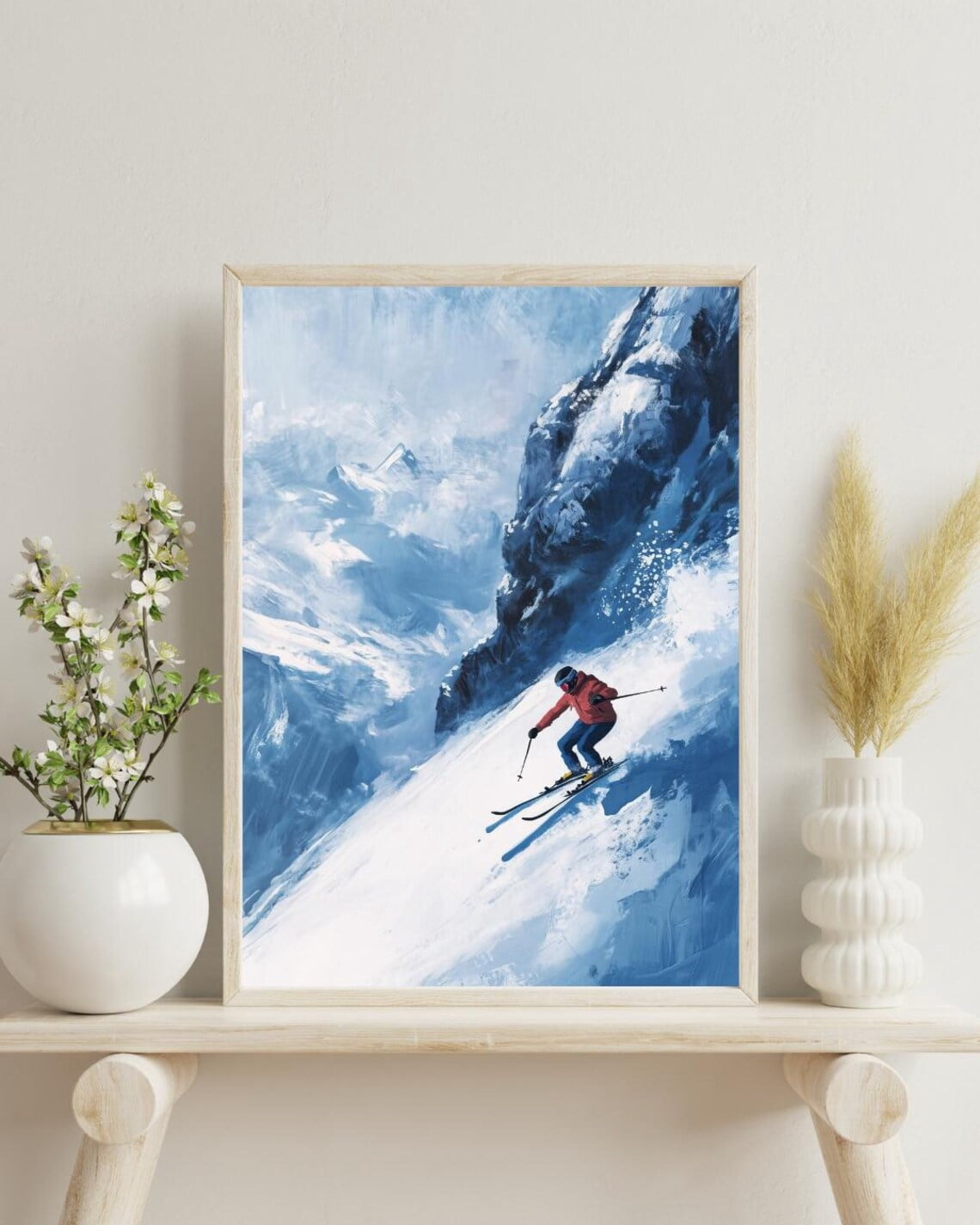 Alpine Skiing Werner Bronkhorst Style Modern Wall Decor, Unframed ...