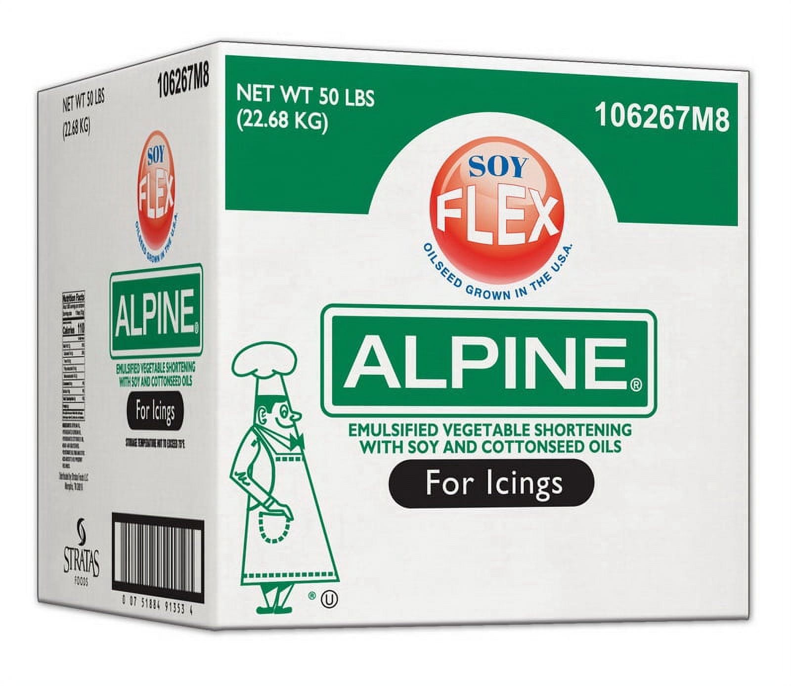 Alpine Soy Flex Emulsified Vegetable Shortening For Icings, 50 Pounds ...