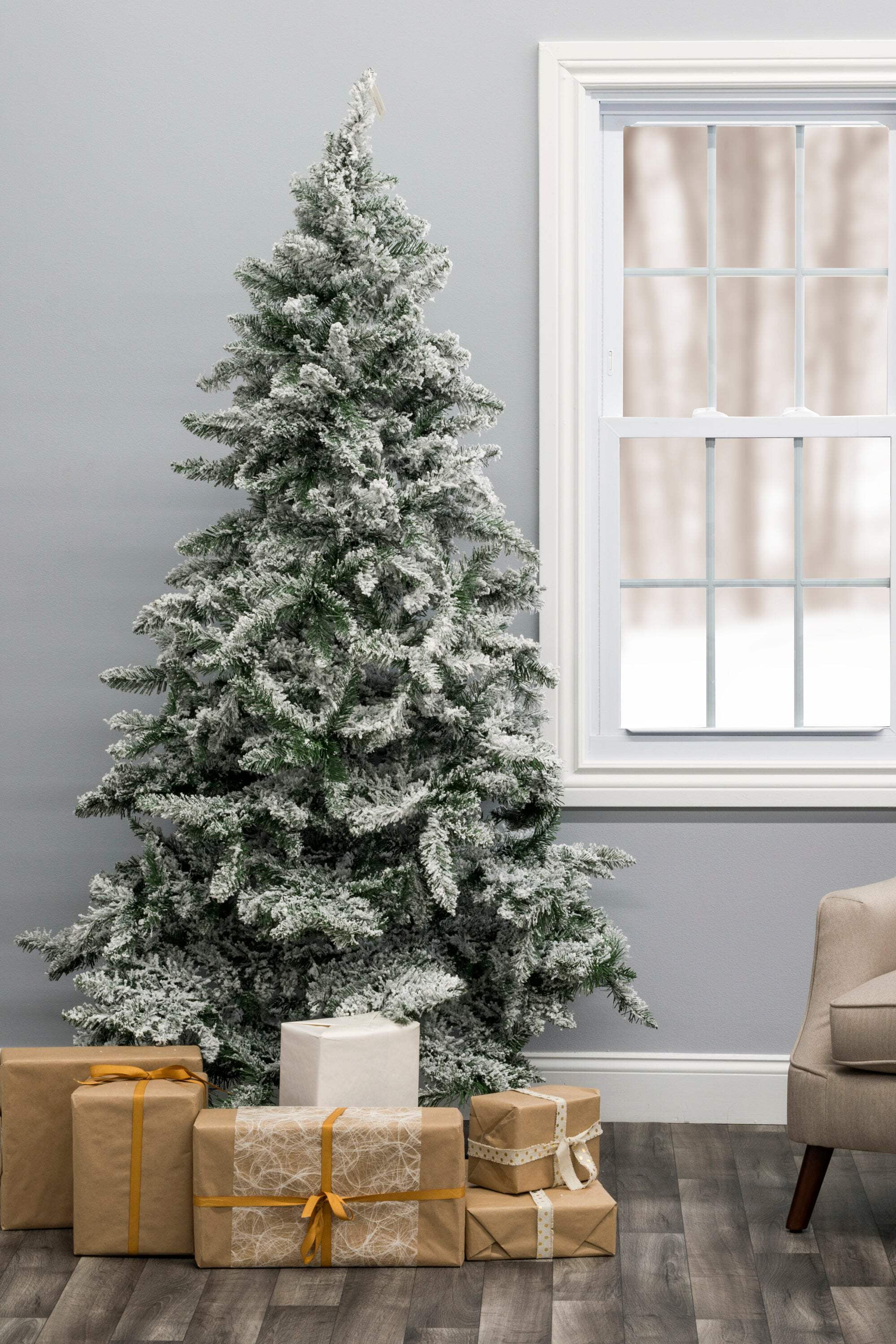 Alpine Spruce Snow Flocked Christmas Tree - Walmart.com