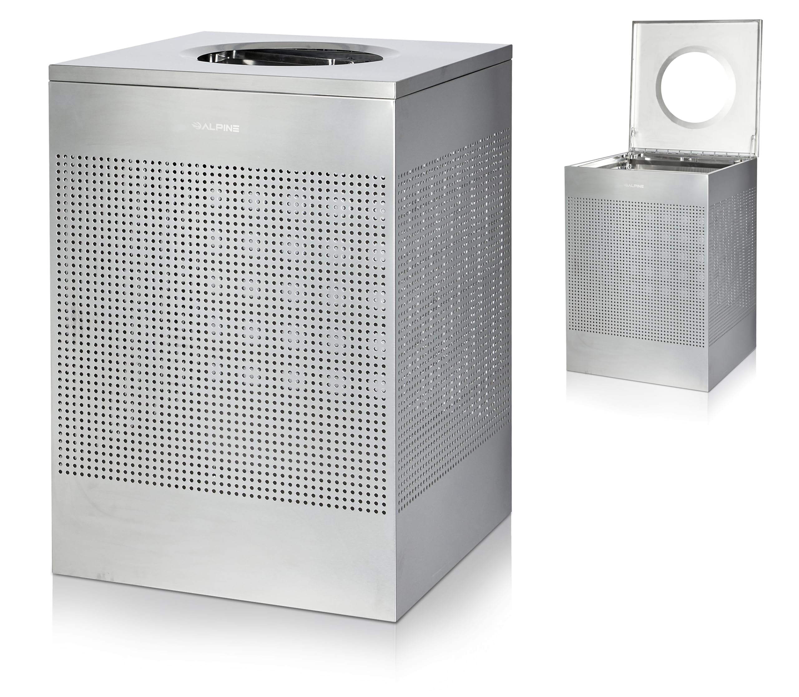 Alpine Stainless Steel Commercial Trash Can - Large Perforated 40 ...