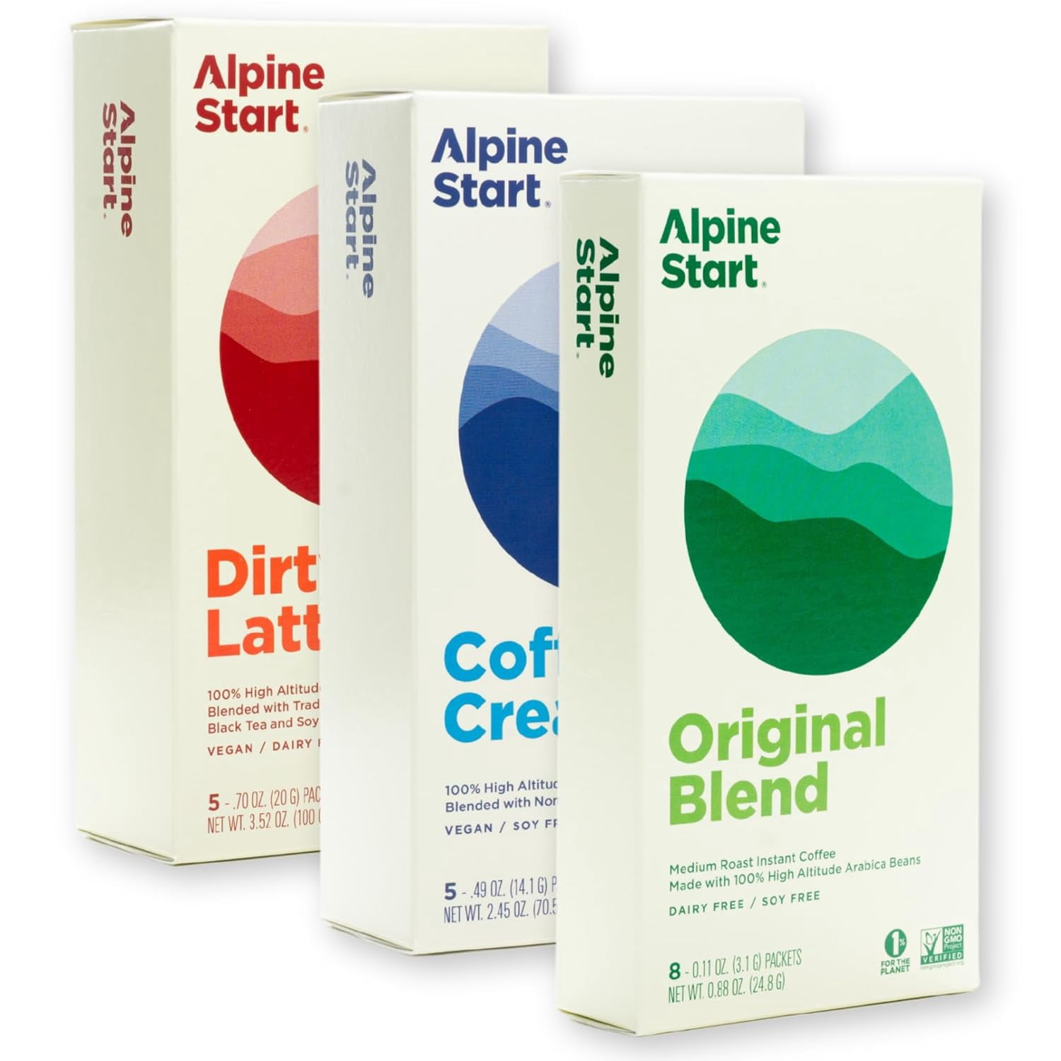 Alpine Start Instant Coffee, Dirty Chai Latte, Coffee+Creamer, Original ...