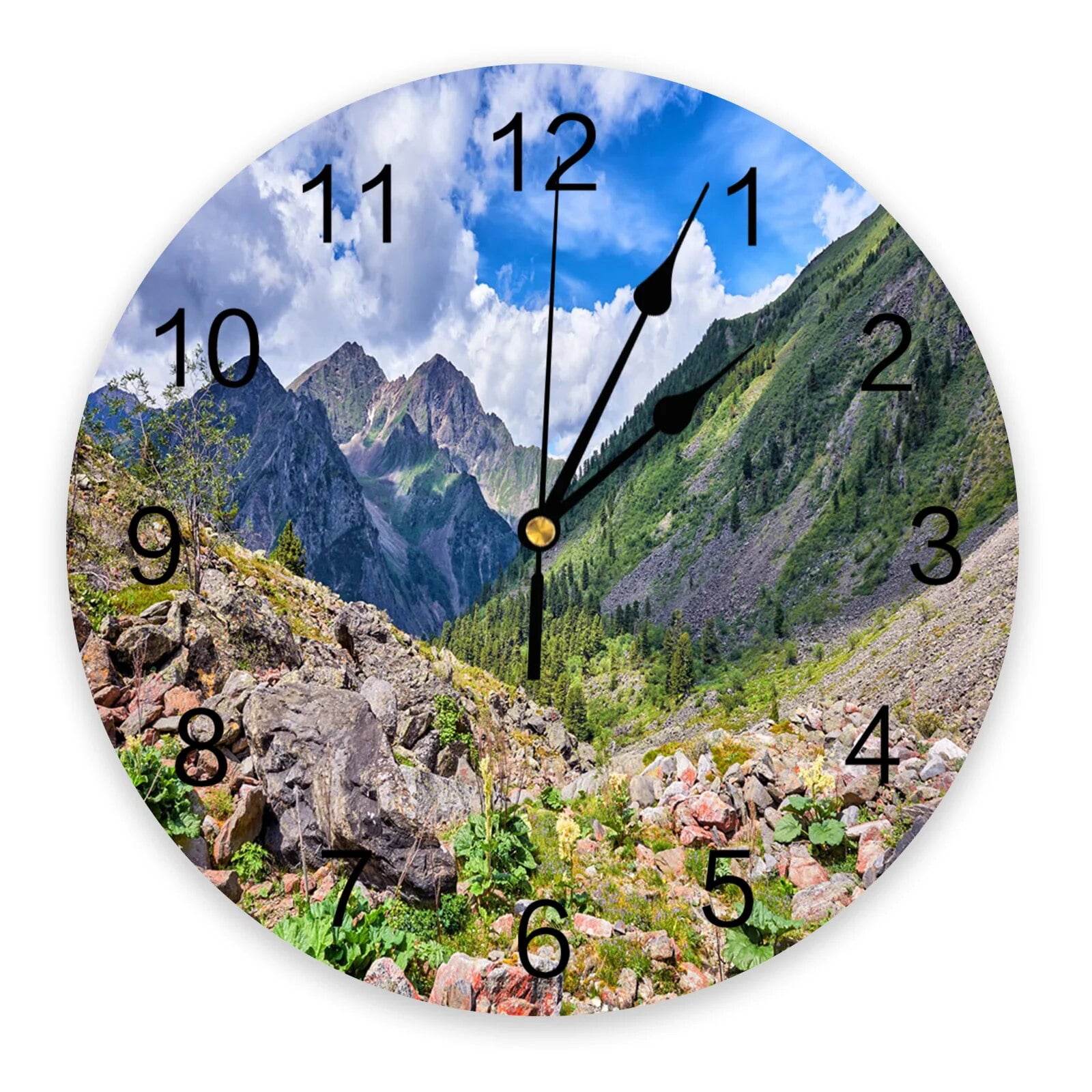 Alpine Stone Forest Landscape PVC Wall Clock Modern Design Living Room ...
