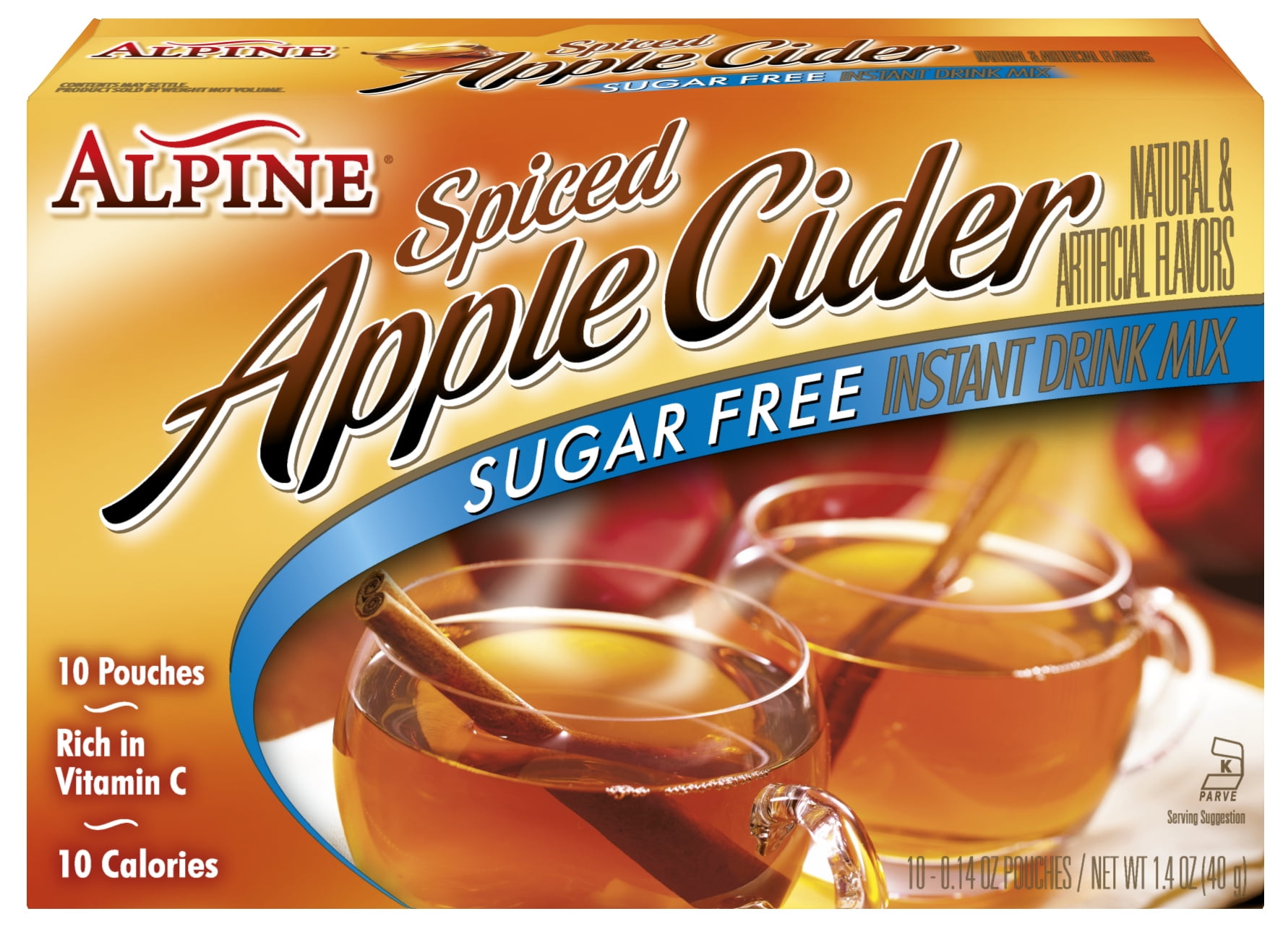 Alpine Sugar Free Spiced Cider Instant Drink Mix, Single Serve Hot ...