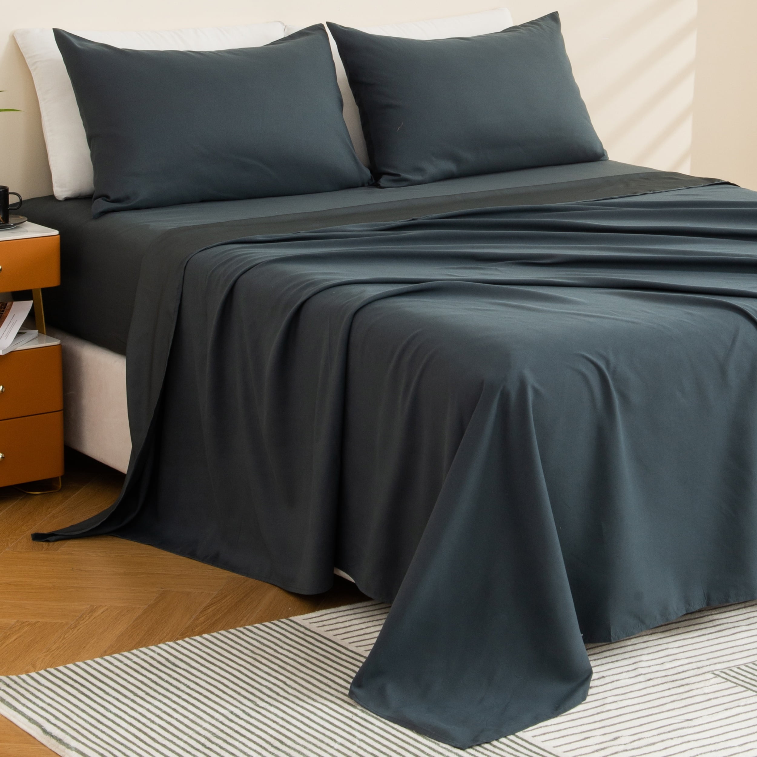 Alpine Swiss 4 Piece Microfiber Bed Sheet Set King Queen Super Soft ...