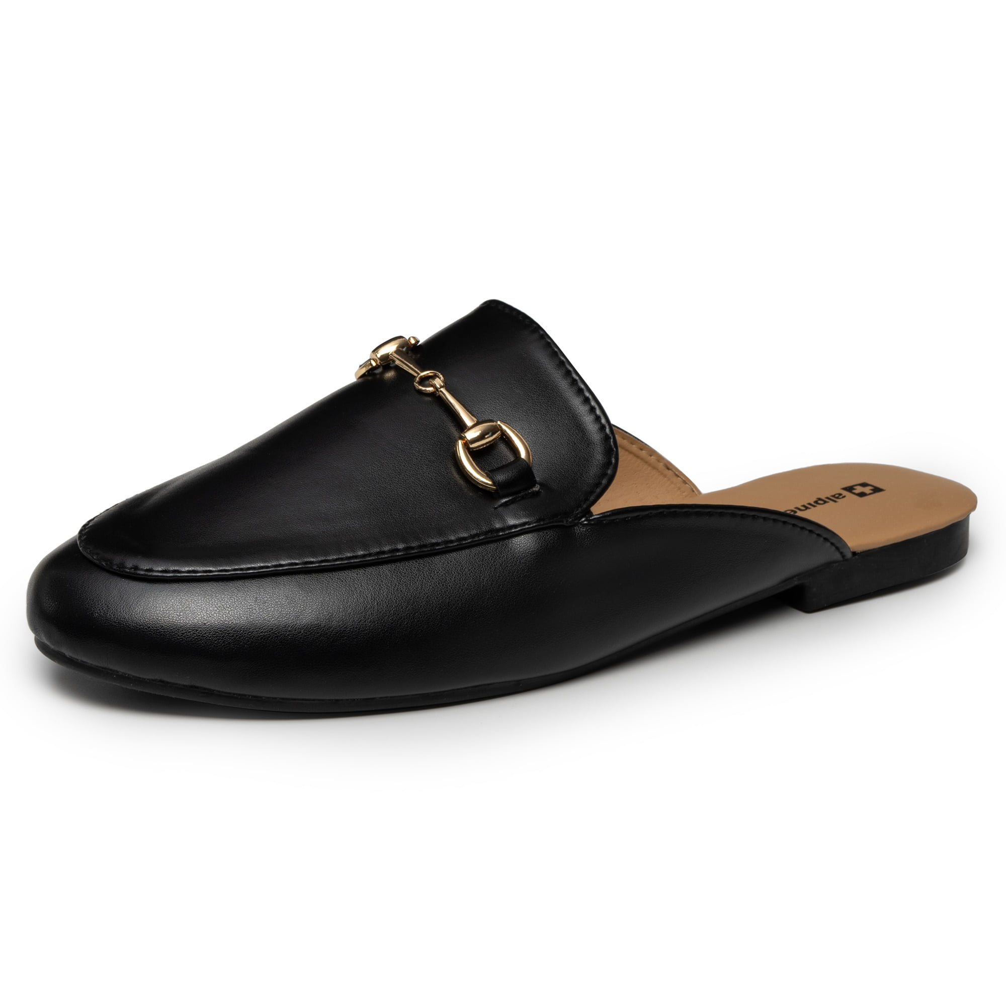 Alpine Swiss Erin Womens Flat Mules Loafers Round Toe Blackless Slide ...