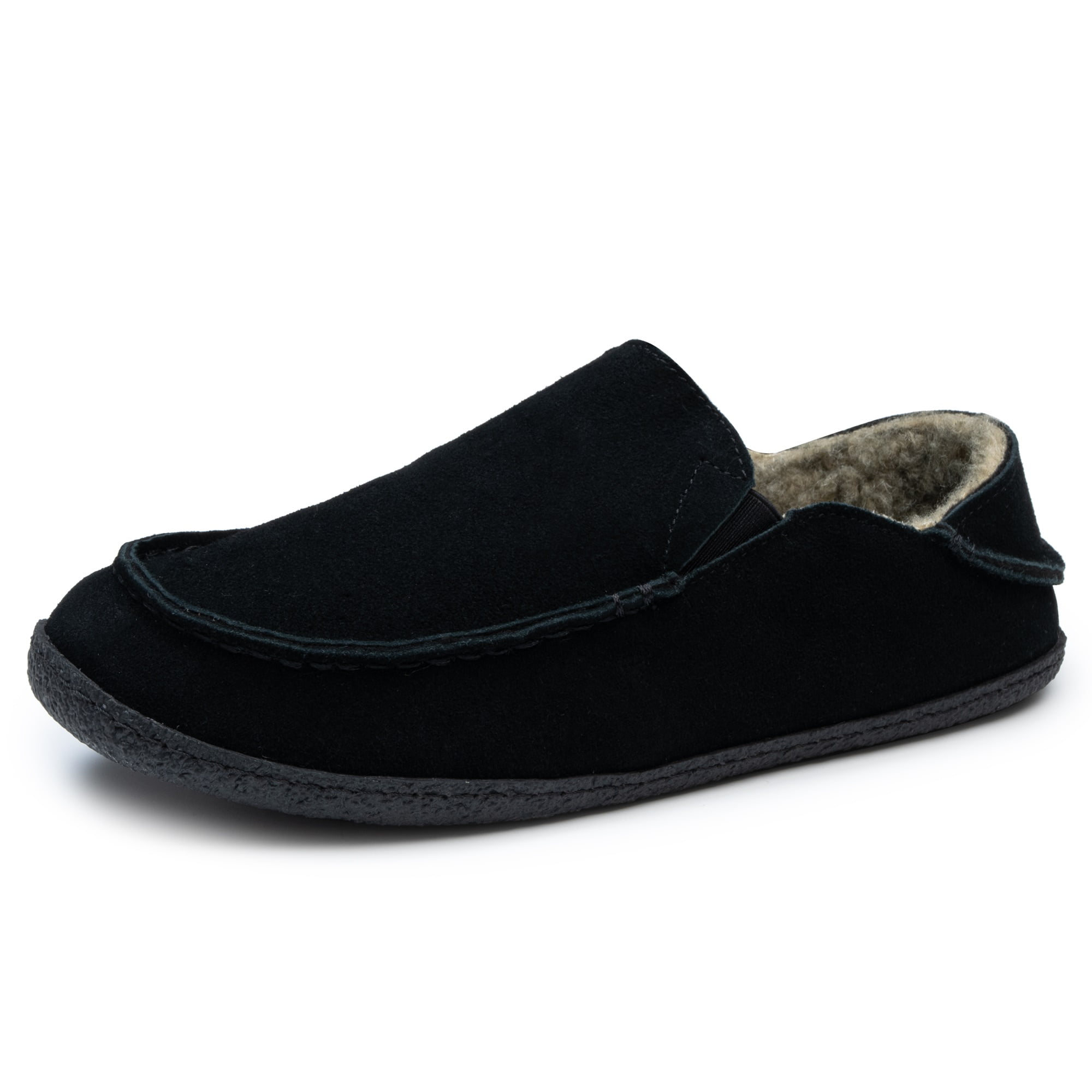 Alpine Swiss Gary Mens Genuine Suede Moccasin Slippers Sherpa Slip On ...