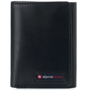 Alpine Swiss Mens Genuine Leather Passcase Bifold Wallet RFID Safe 2 ID ...