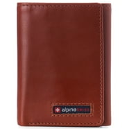 Alpine Swiss Mens Leather RFID Bifold Wallet 2 ID Windows Divided Bill ...
