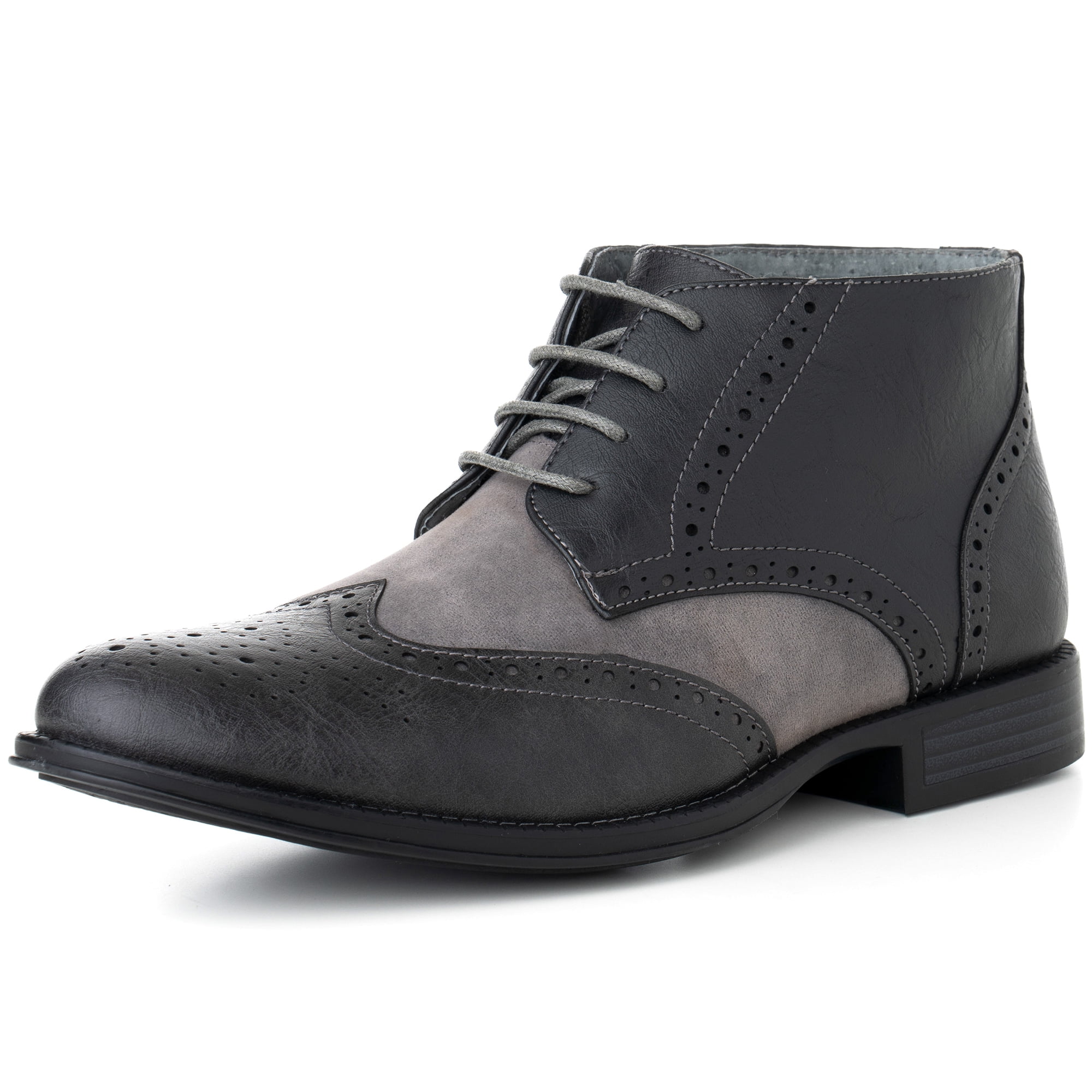 Alpine Swiss Mens Boots Wing Tip Lace Up Dress Shoes Two Tone Brogue ...