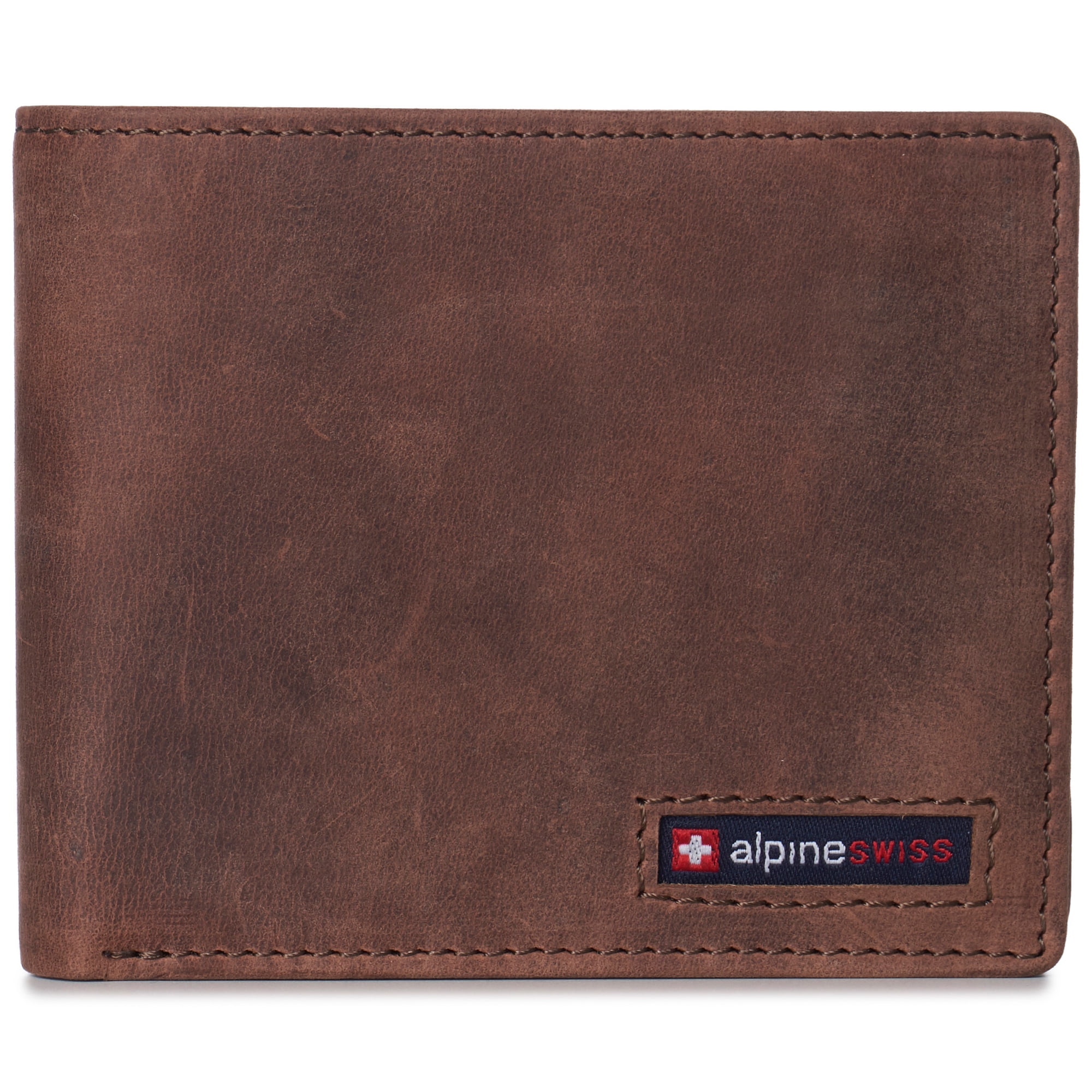 Alpine Swiss Mens Commuter RFID Bifold Wallet 2 ID Windows Divided Bill ...