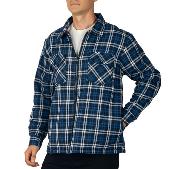 Alpine Swiss Mens Felix Fleece Lined Flannel Jacket Heavyweight Zip-Up ...