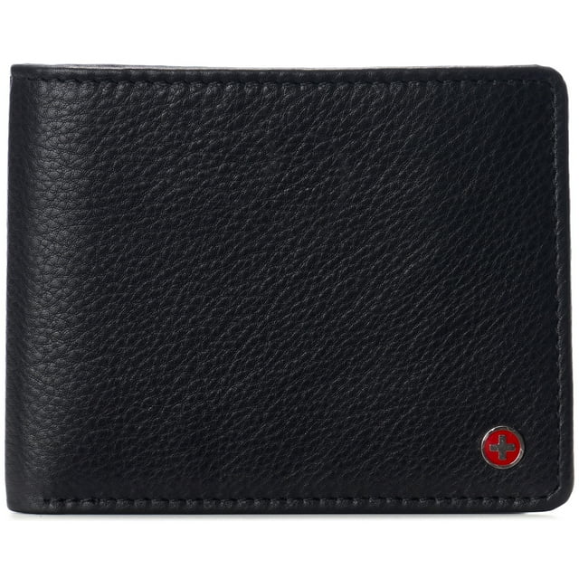 Alpine Swiss Mens Genuine Leather Passcase Bifold Wallet RFID Safe 2 ID ...