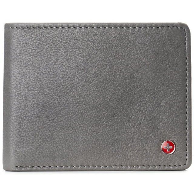 Alpine Swiss Mens Genuine Leather Passcase Bifold Wallet RFID Safe 2 ID ...