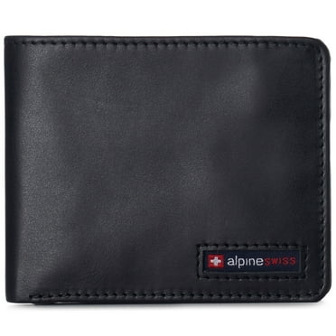 Alpine Swiss Bifold Genuine Leather RFID Wallet with 2 ID Windows and ...