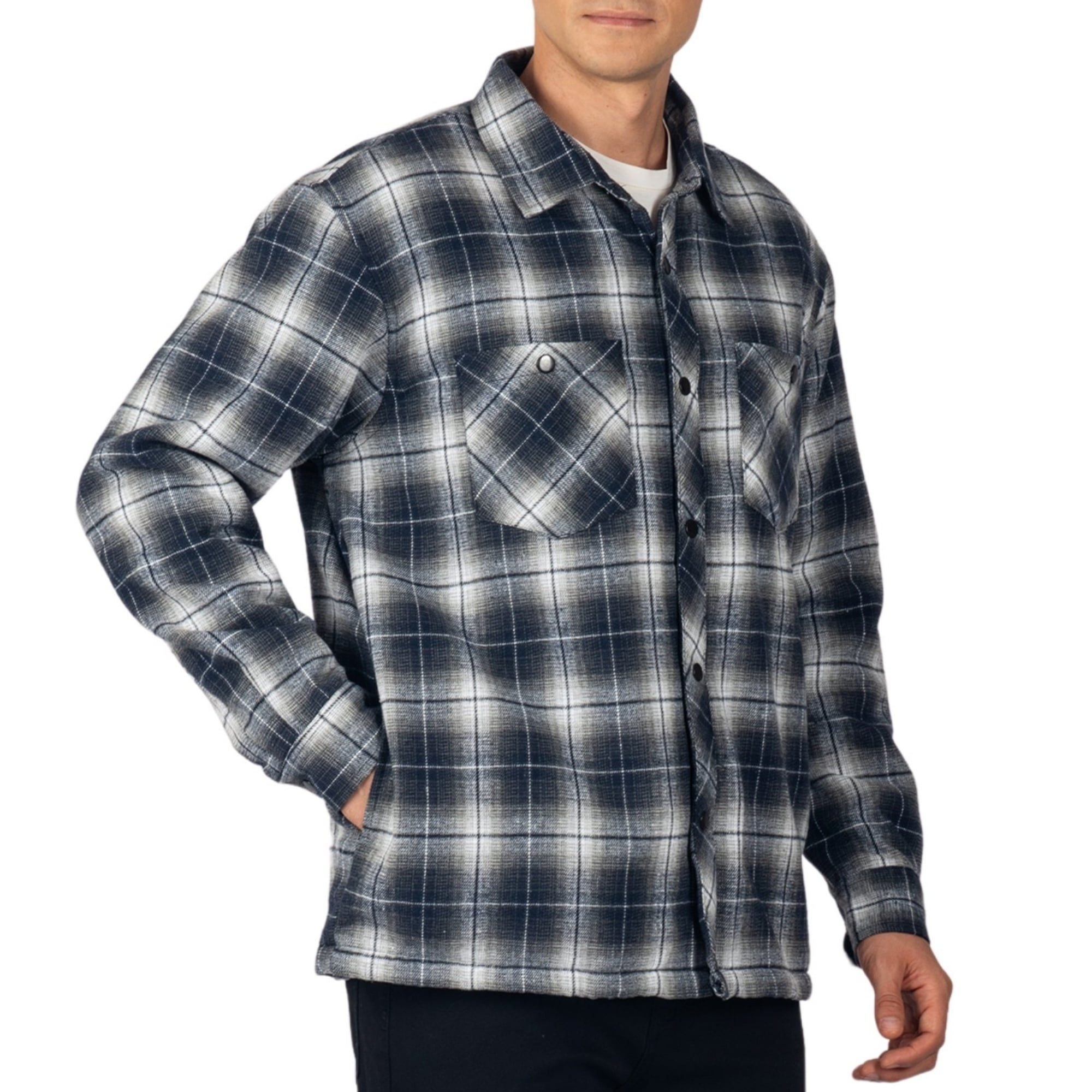 Alpine Swiss Mens Josh Fleece-Lined Flannel Jacket Heavyweight Snap ...