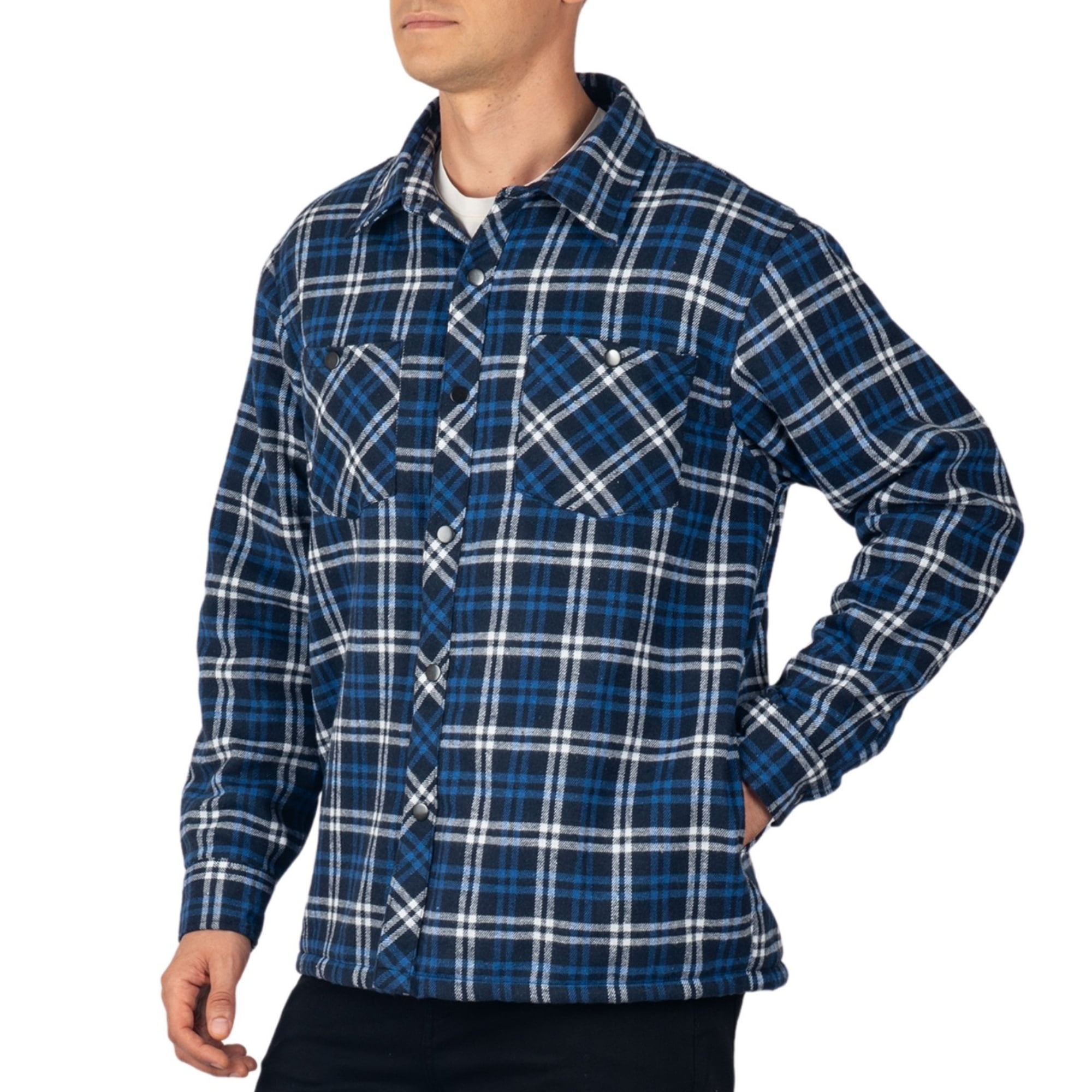 Alpine Swiss Mens Josh Fleece-Lined Flannel Jacket Heavyweight Snap ...