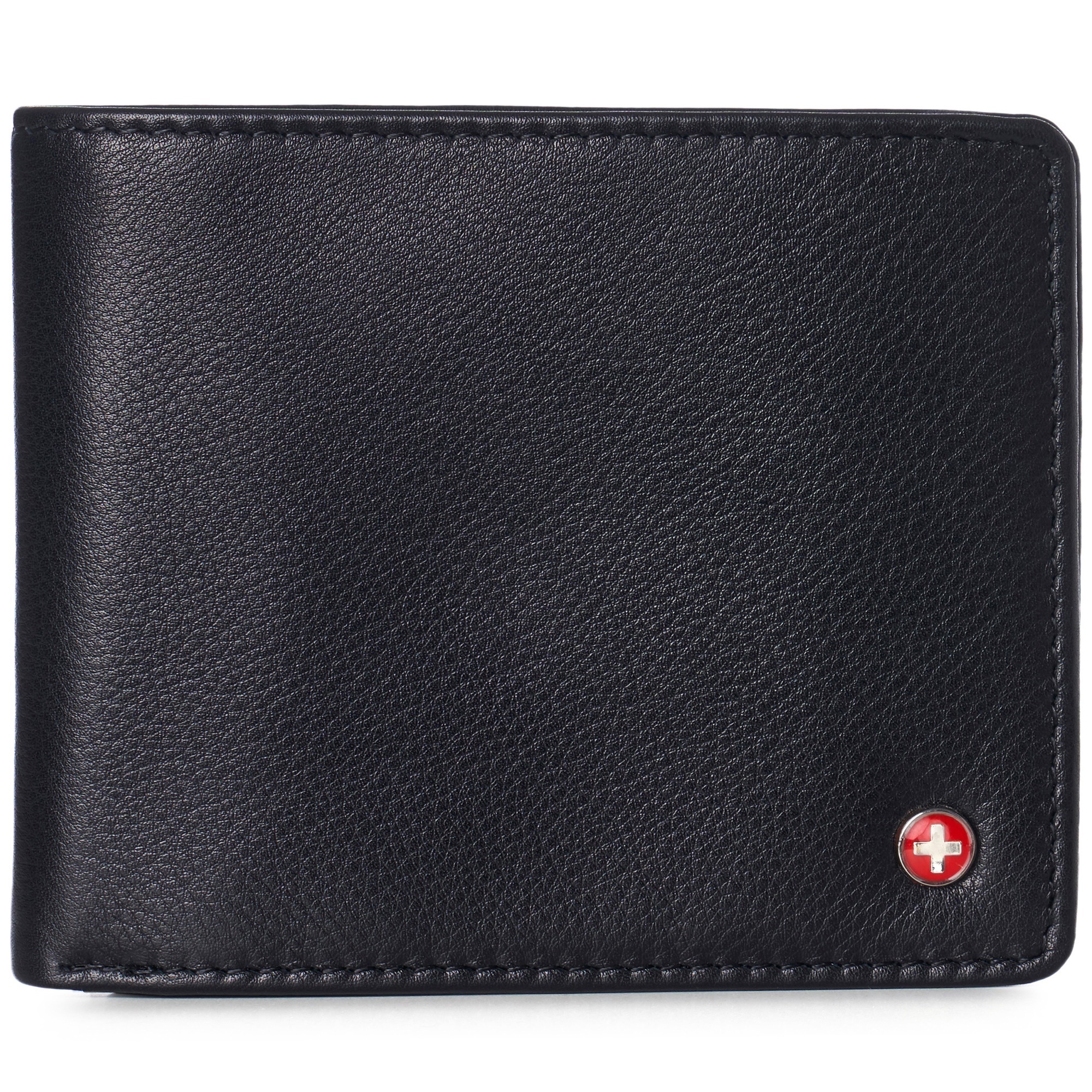 Alpine Swiss Mens Leather RFID Bifold Wallet 2 ID Windows Divided Bill ...