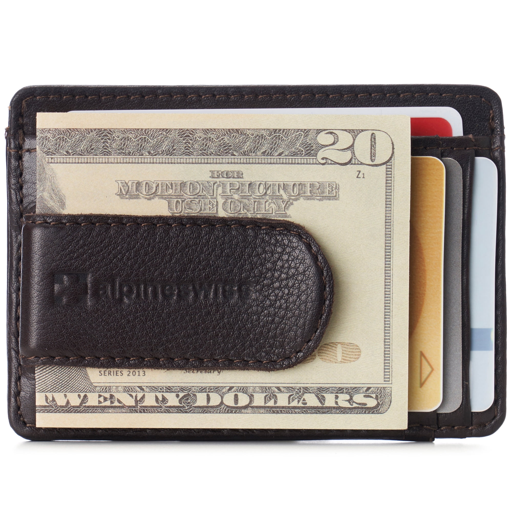 Alpine Swiss Mens RFID Money Clip Leather Minimalist Wallet Card Case ...