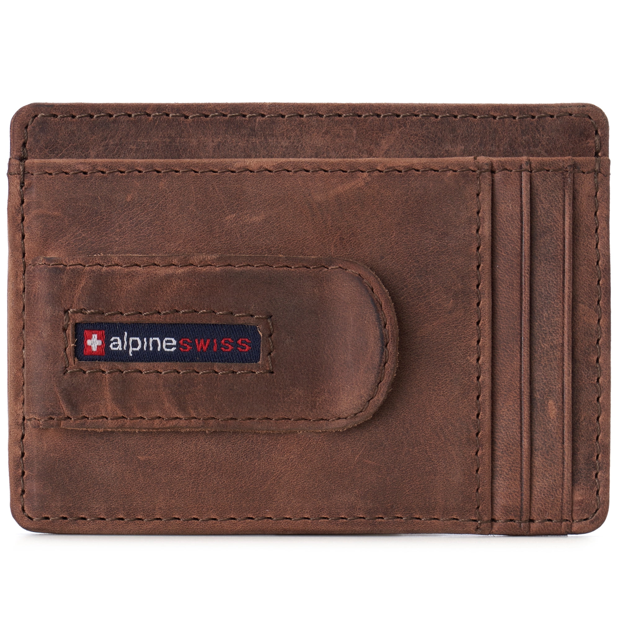 Alpine Swiss Mens RFID Leather Money Clip Wallet, Minimalist Card Case ...