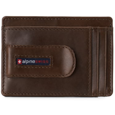 Alpine Swiss Mens RFID Safe Money Clip Minimalist Wallet ID Window Card ...