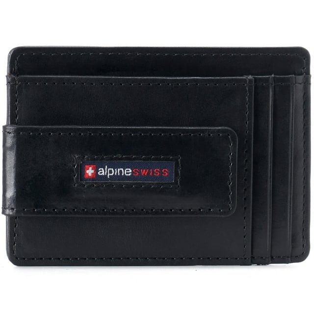 Alpine Swiss Minimalist Genuine Leather RFID Safe Slim Magnetic Money ...