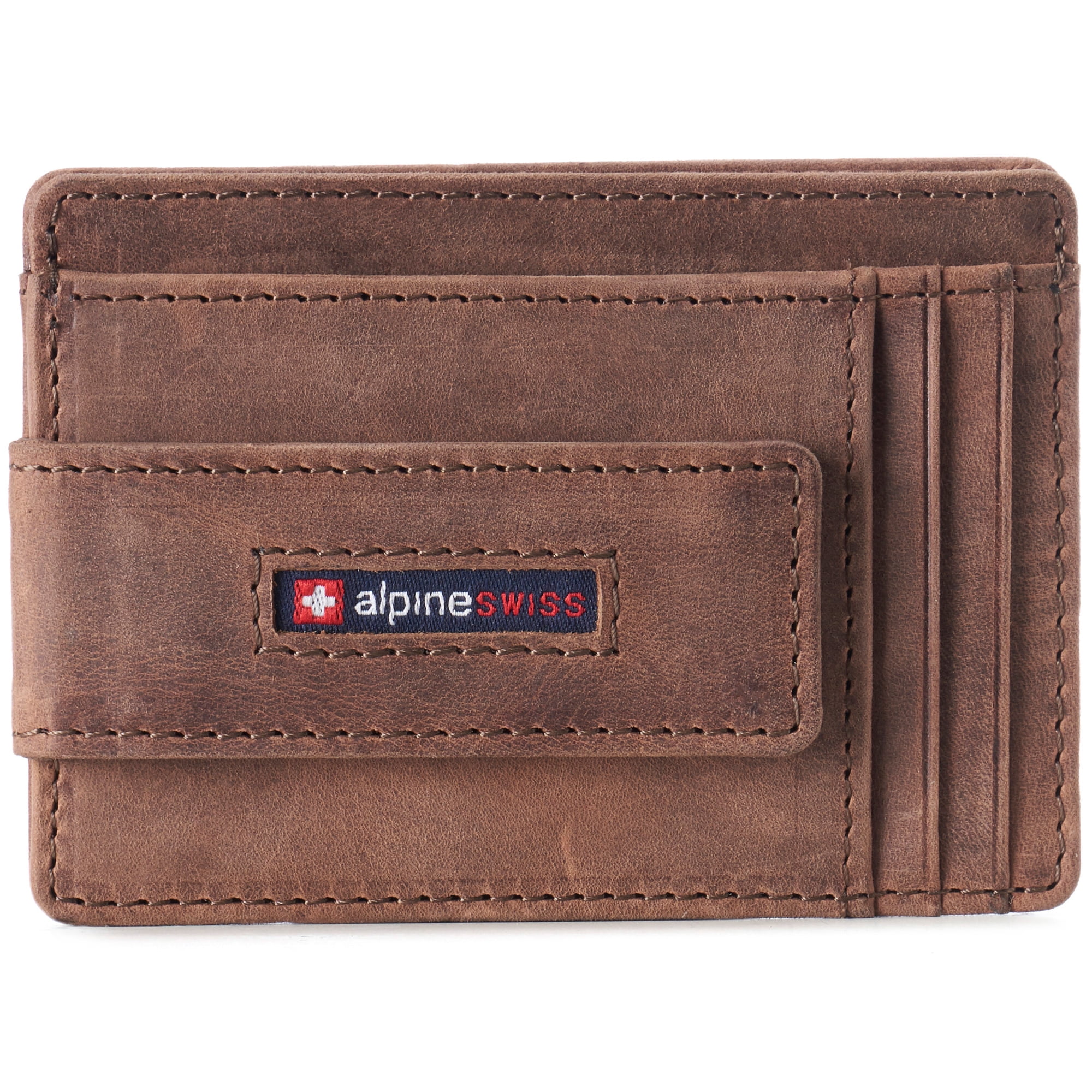 Alpine Swiss Mens Slim RFID Wallet, Genuine Leather Magnetic Money Clip ...