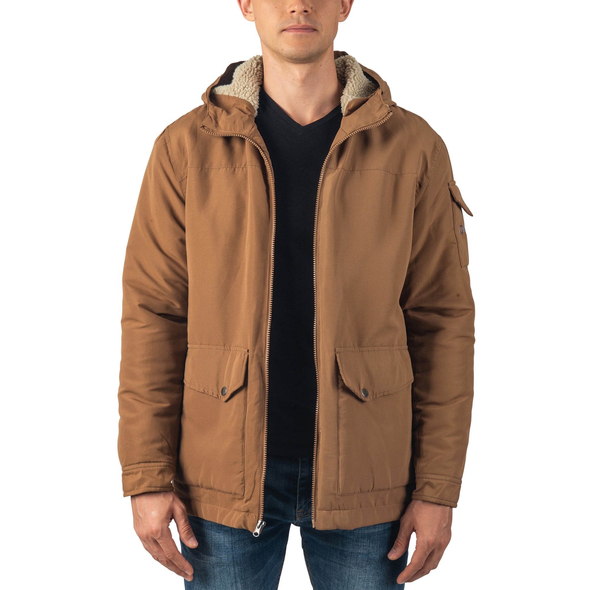 Alpine Swiss Mens Sherpa Lined Parka Hooded Winter Coat Cargo Utility ...