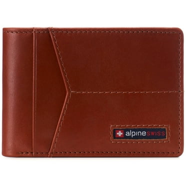 Alpine Swiss Bifold Genuine Leather RFID Wallet with 2 ID Windows and ...