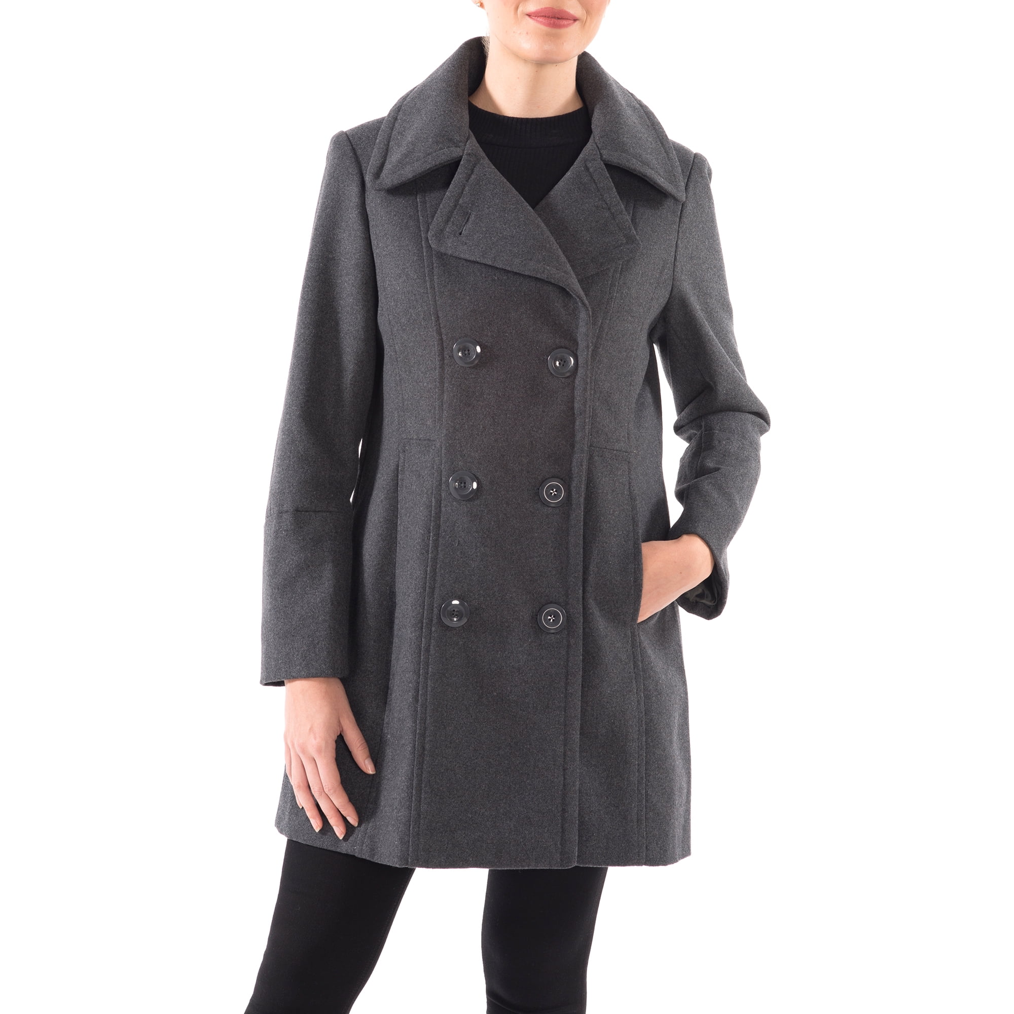 Alpine Swiss Norah Women's Double Breasted Wool Blend Peacoat with ...