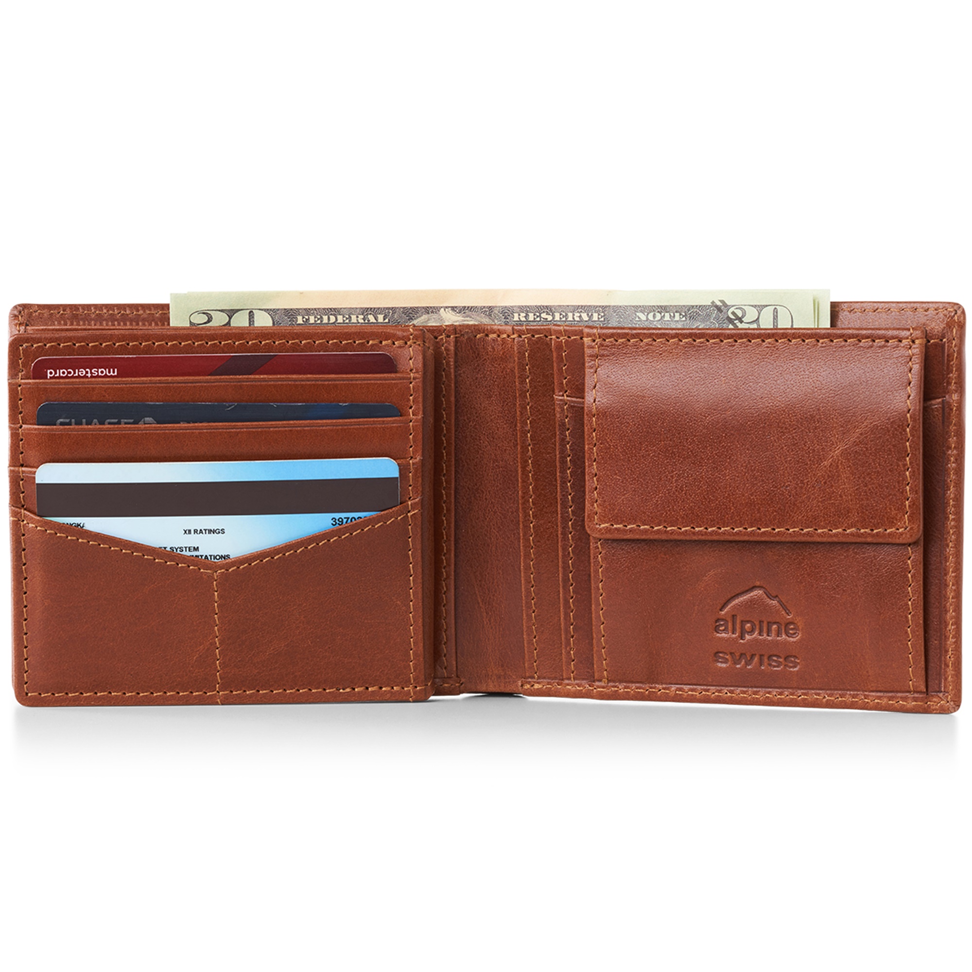 Alpine Swiss RFID Mens Wallet Deluxe Capacity Divided Bill Section 5 ...