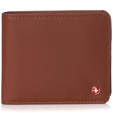 Alpine Swiss Mens Commuter RFID Bifold Wallet 2 ID Windows Divided Bill ...