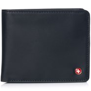 Alpine Swiss Mens Leather RFID Bifold Wallet 2 ID Windows Divided Bill ...