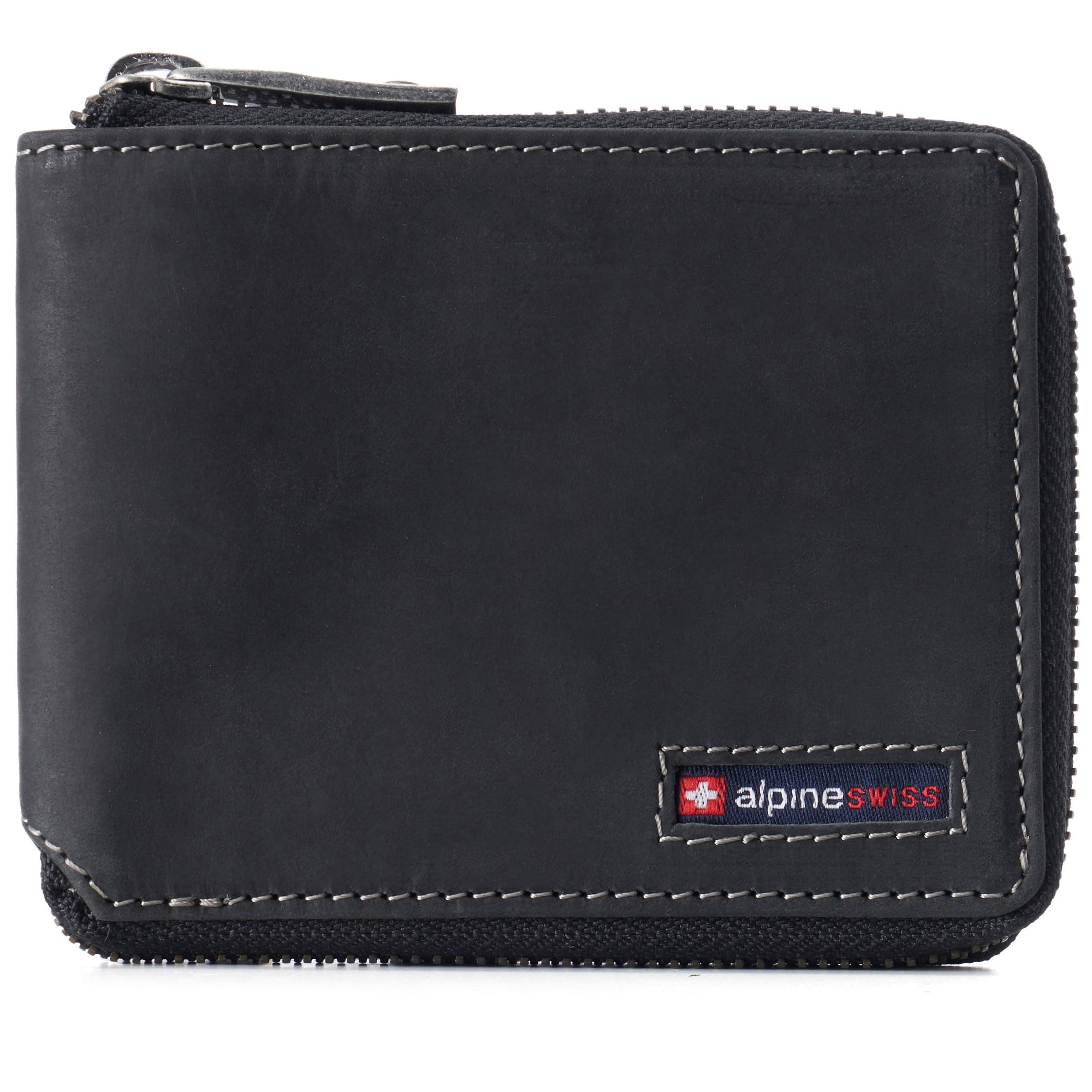 Alpine Swiss RFID Safe Zipper Bifold Wallet, Genuine Leather, Unisex ...