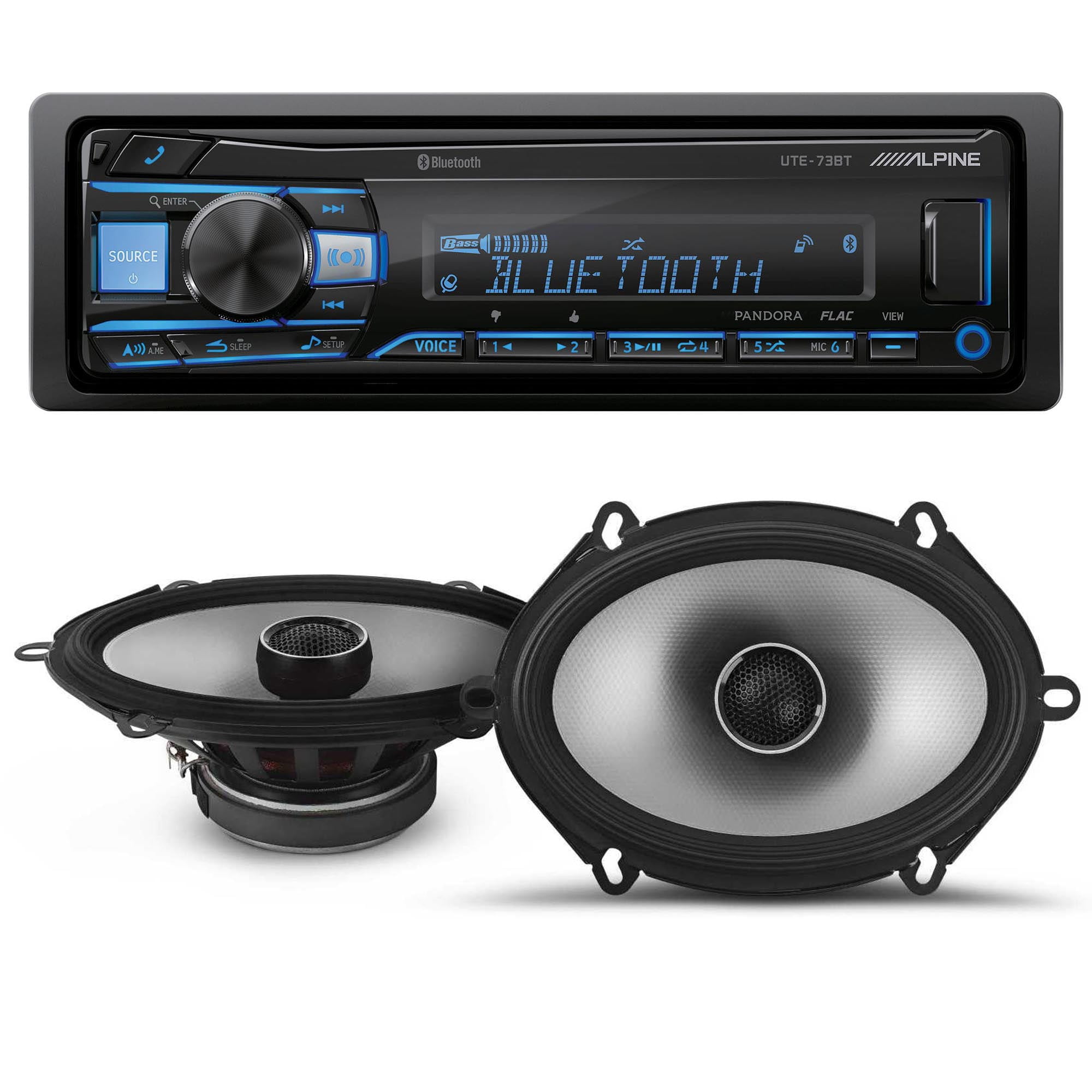 Alpine UTE-73BT Mech-less Digital Bluetooth Media Receiver with 1 Pair ...