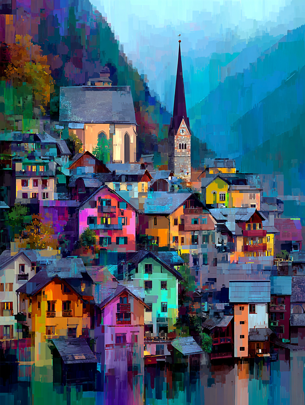 Alpine Village Canvas Wall Art, Scenic Decor for Living Room Bedroom ...