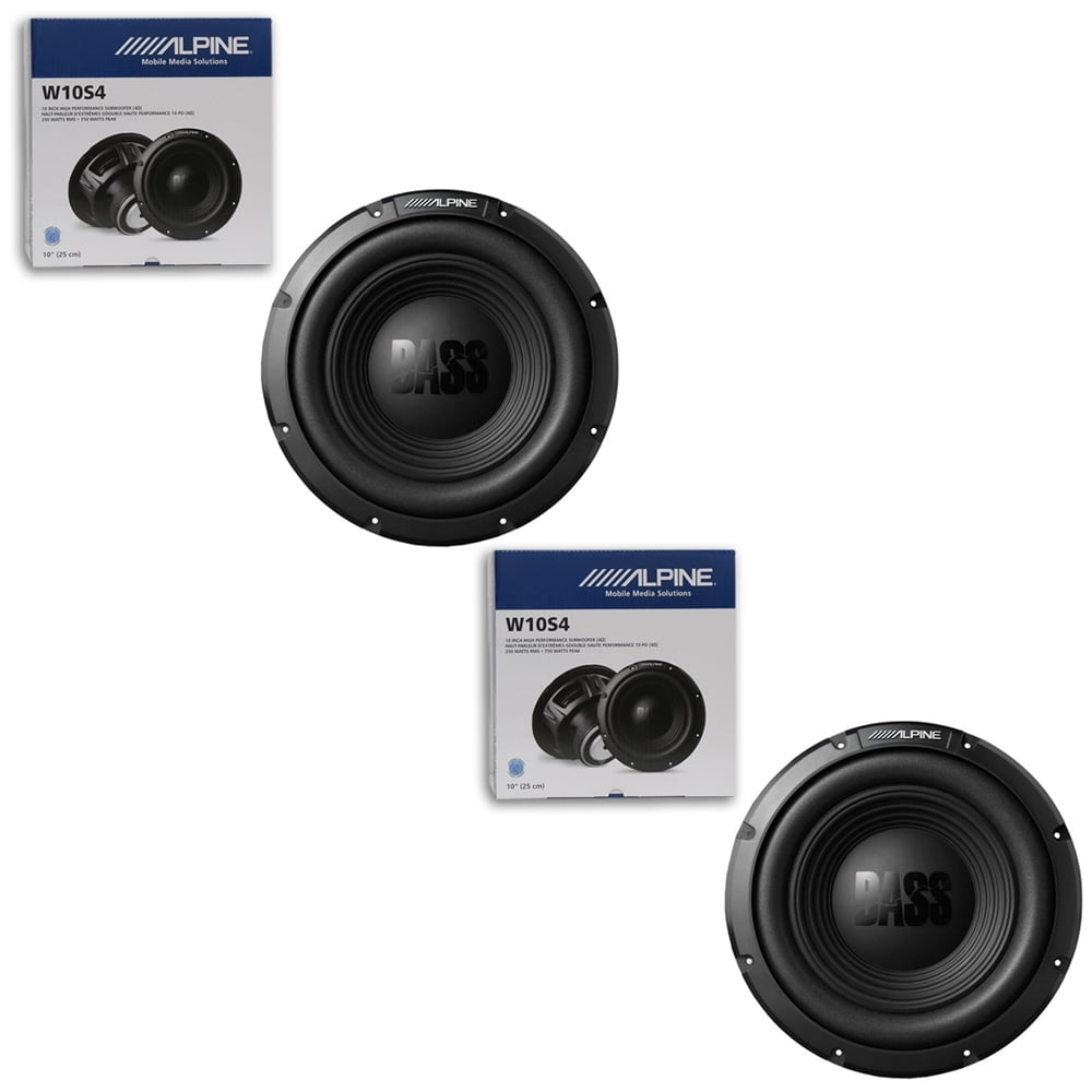 Alpine W10S4 10" 750 Watt Peak 250 Watt RMS 4-Ohm Car Audio Subwoofer ...