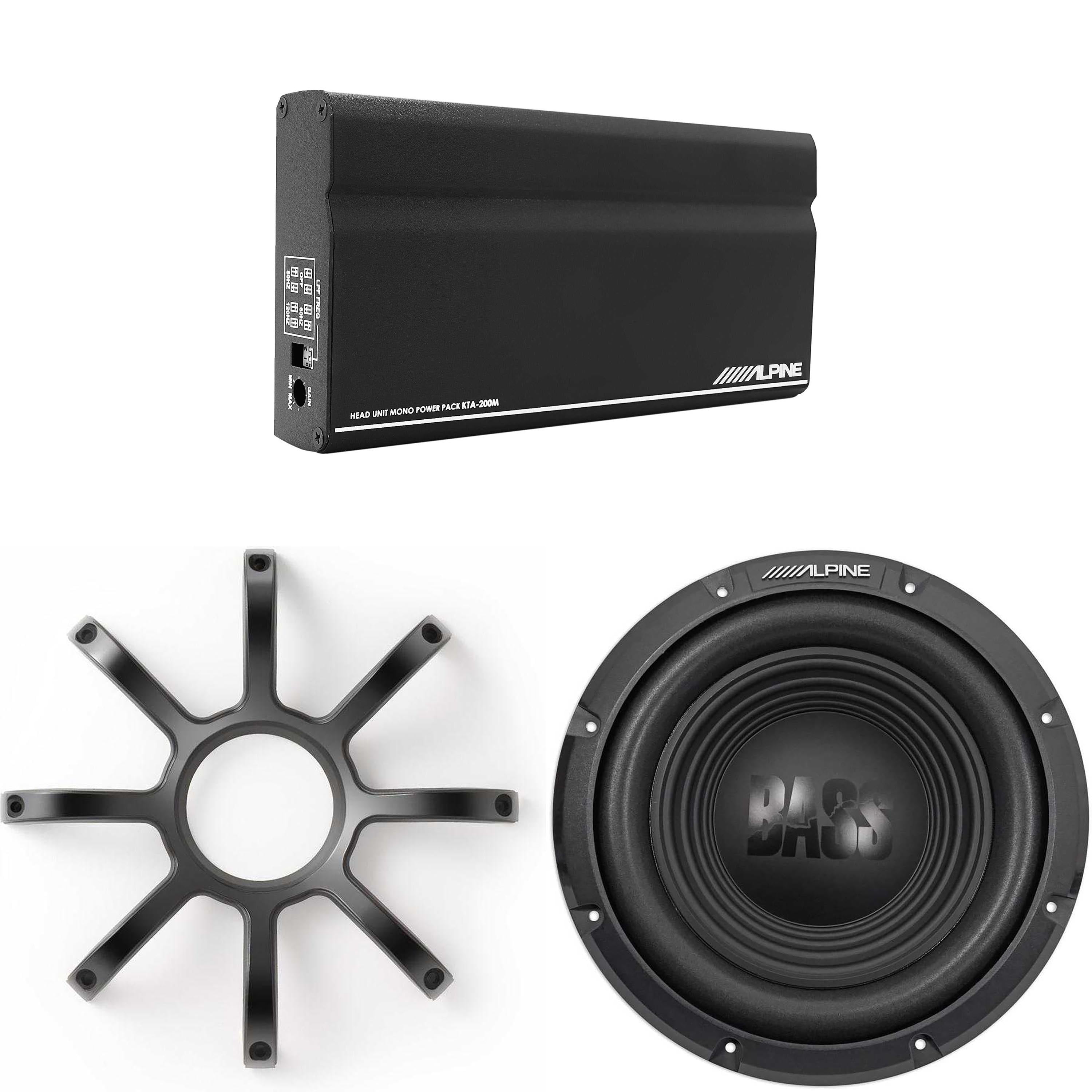 Alpine W10S4 10-Inch Bass Subwoofer w/ KTE-10PG Grill & KTA-200M Mono ...