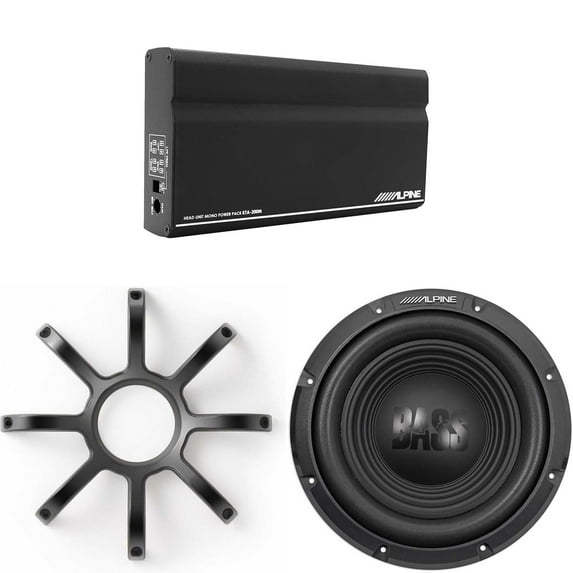 Alpine W10S4 10-Inch Bass Subwoofer w/ KTE-10PG Grill & KTA-200M Mono ...