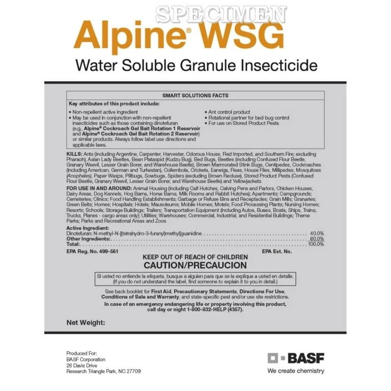 Alpine WSG Water Soluble Granule Pesticide, 10g Bag, Indoor and Outdoor ...