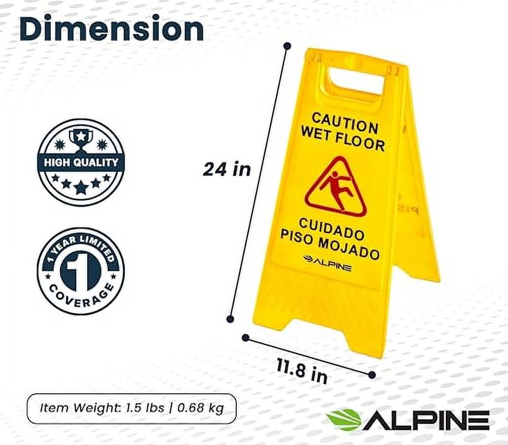 Alpine Wet Floor Signs 3 Pack - 24 Inch Caution Wet Floor Sign, High ...