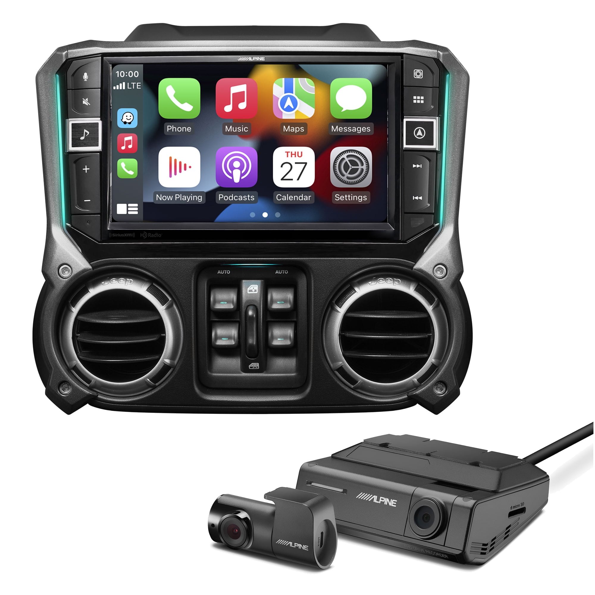 Alpine Wrangler JK i509-WRA-JK & Alpine DVR-C320R Dash Camera - Walmart.com