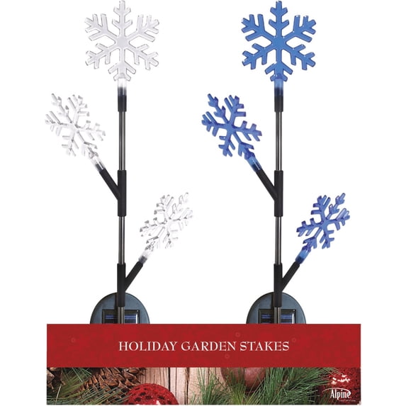 Alpine Xiamen Alpine 37 In. Solar LED Snowflake Holiday Garden Stake ...
