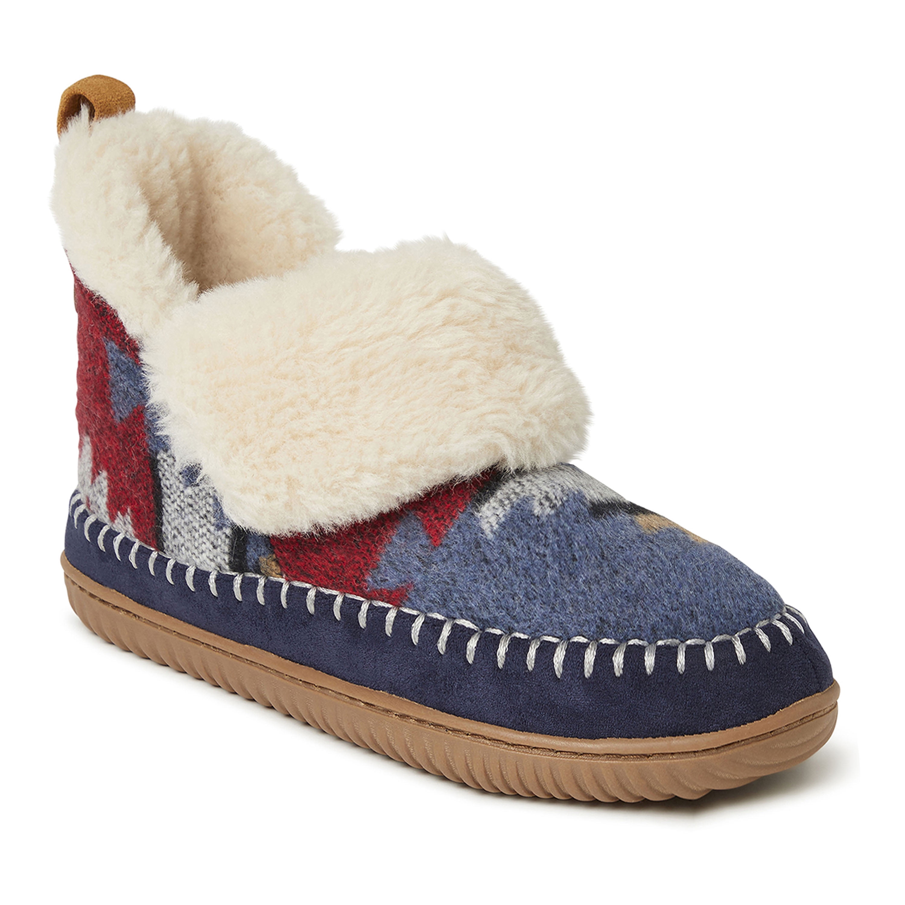 Dearfoams Women's Moritz Bootie Slippers, Cozy Wool Blend Footbed ...
