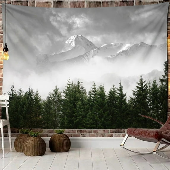 Alpine snow tapestry psychedelic forest bohemian background cloth home ...